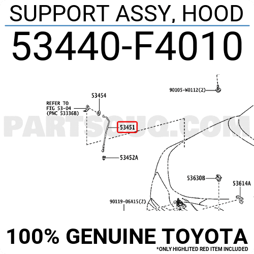 SUPPORT ASSY, HOOD 53440F4010 | Toyota Parts | PartSouq
