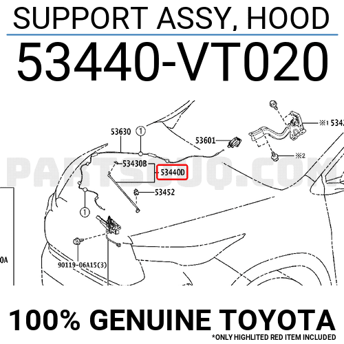 SUPPORT ASSY, HOOD 53440VT020 | Toyota Parts | PartSouq