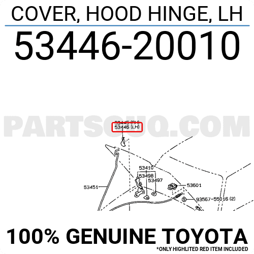 COVER, HOOD HINGE, LH 5344620010 | Toyota Parts | PartSouq