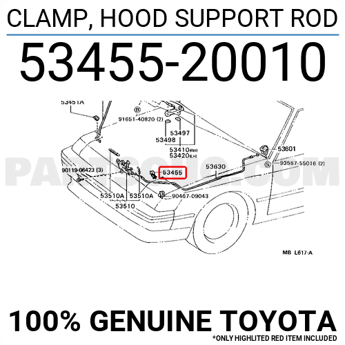 CLAMP, HOOD SUPPORT ROD 5345520010 | Toyota Parts | PartSouq