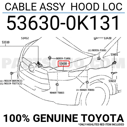 CABLE ASSY HOOD LOC 536300K131 | Toyota Parts | PartSouq