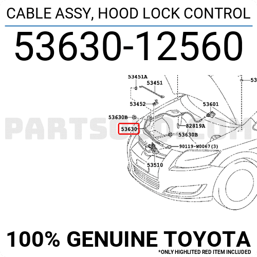 CABLE ASSY, HOOD LOCK CONTROL 5363012560 | Toyota Parts | PartSouq