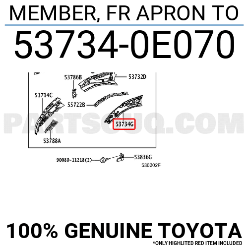 MEMBER, FR APRON TO 537340E070 | Toyota Parts | PartSouq