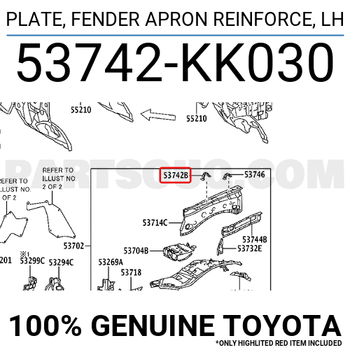 PLATE, FENDER APRON REINFORCE, LH 53742KK030 | Toyota Parts | PartSouq