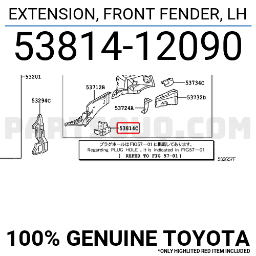 EXTENSION, FRONT FENDER, LH 5381412090 | Toyota Parts | PartSouq