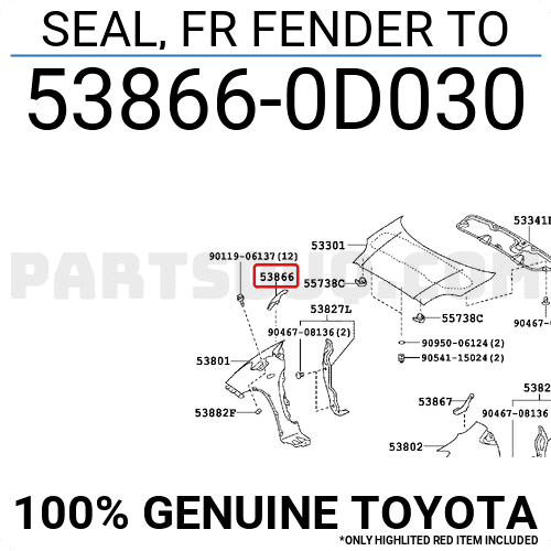 SEAL, FR FENDER TO 538660D030 | Toyota Parts | PartSouq