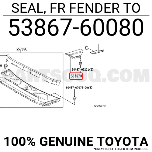 SEAL, FR FENDER TO 5386760080 | Toyota Parts | PartSouq