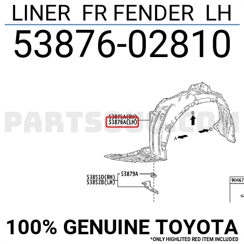 LINER FR FENDER LH 5387602810 | Toyota Parts | PartSouq