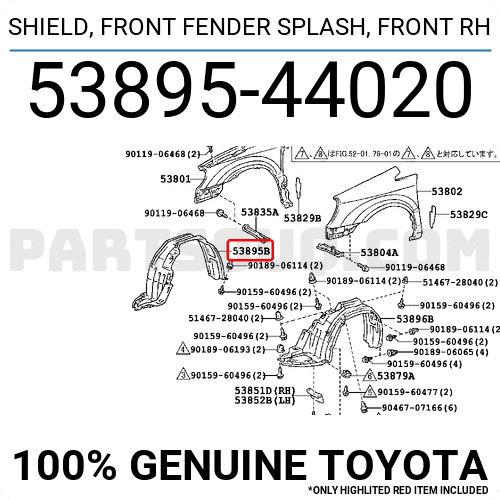 SHIELD, FRONT FENDER SPLASH, FRONT RH 5389544020 | Toyota Parts | PartSouq