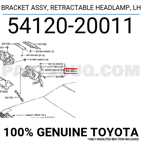 BRACKET ASSY, RETRACTABLE HEADLAMP, LH 5412020011 | Toyota Parts | PartSouq