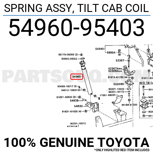 SPRING ASSY, TILT CAB COIL 5496095403 | Toyota Parts | PartSouq