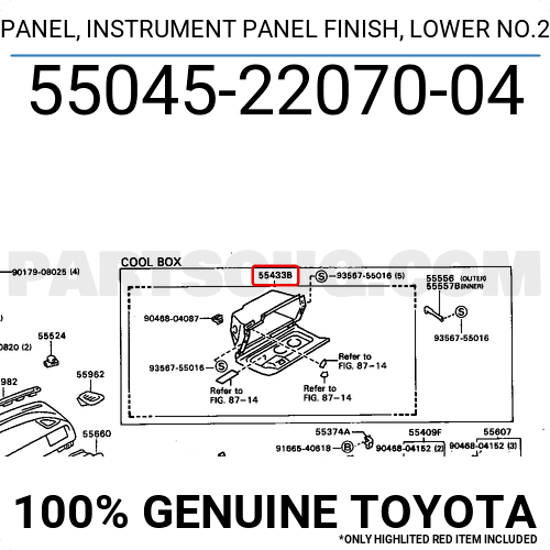 PANEL, INSTRUMENT PANEL FINISH, LOWER NO.2 550452207004 | Toyota Parts ...