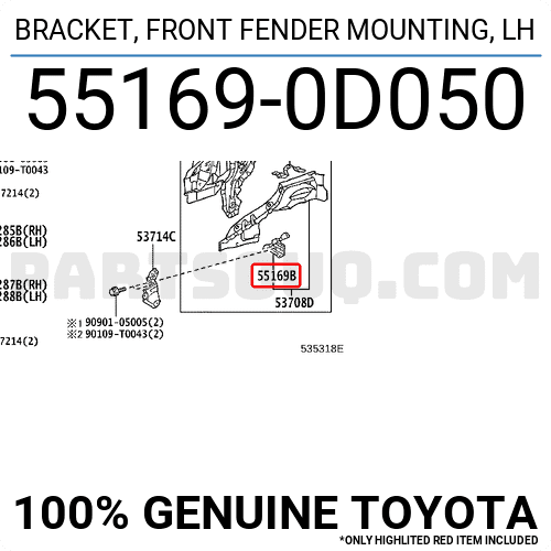 BRACKET, FRONT FENDER MOUNTING, LH 551690D050 | Toyota Parts | PartSouq