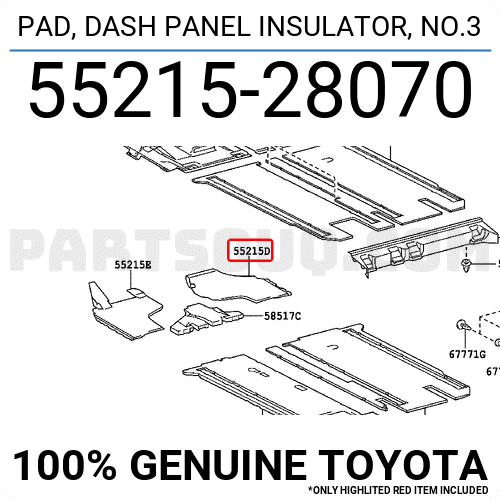 PAD, DASH PANEL INSULATOR, NO.3 5521528070 | Toyota Parts | PartSouq