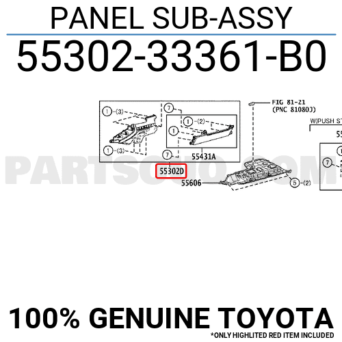 PANEL SUB-ASSY 5530233361B0 | Toyota Parts | PartSouq