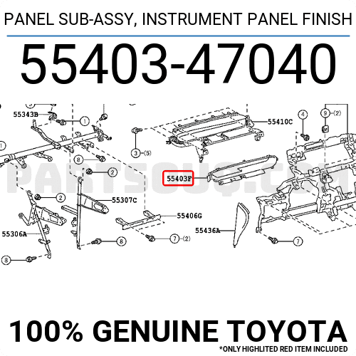 PANEL SUB-ASSY, INSTRUMENT PANEL FINISH 5540347040 | Toyota Parts ...