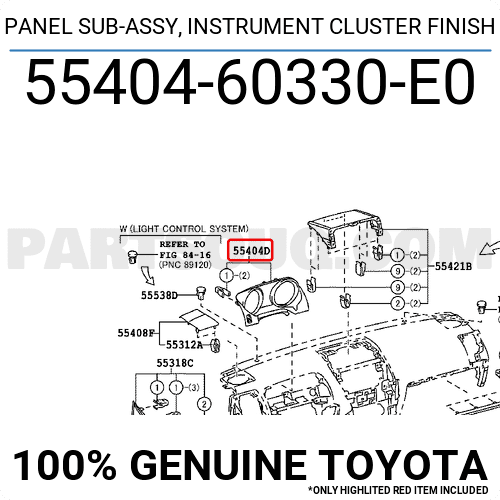 PANEL SUB-ASSY, INSTRUMENT CLUSTER FINISH 5540460330E0 | Toyota Parts ...