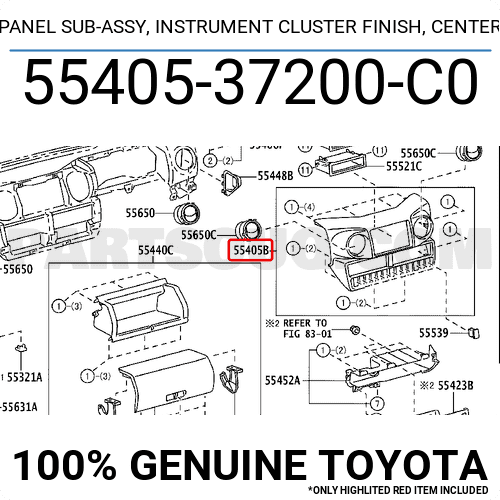 PANEL SUB-ASSY, INSTRUMENT CLUSTER FINISH, CENTER 5540537200C0 | Toyota ...