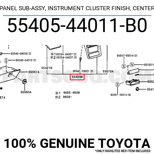 PANEL SUB-ASSY, INSTRUMENT CLUSTER FINISH, CENTER 5540544011B0 | Toyota ...