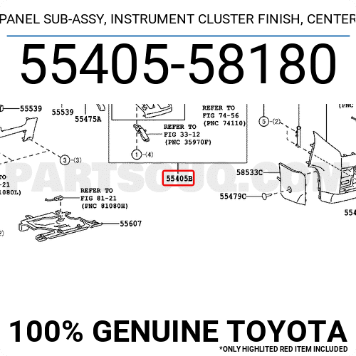 PANEL SUB-ASSY, INSTRUMENT CLUSTER FINISH, CENTER 5540558180 | Toyota ...