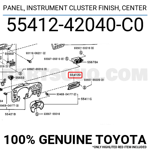PANEL, INSTRUMENT CLUSTER FINISH, CENTER 5541242040C0 | Toyota Parts ...