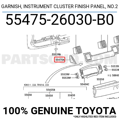 GARNISH, INSTRUMENT CLUSTER FINISH PANEL, NO.2 5547526030B0 | Toyota ...