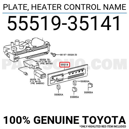 PLATE, HEATER CONTROL NAME 5551935141 | Toyota Parts | PartSouq
