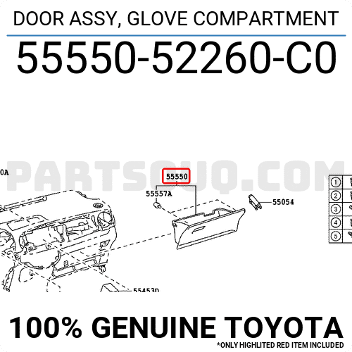 DOOR ASSY, GLOVE COMPARTMENT 5555052260C0 | Toyota Parts | PartSouq