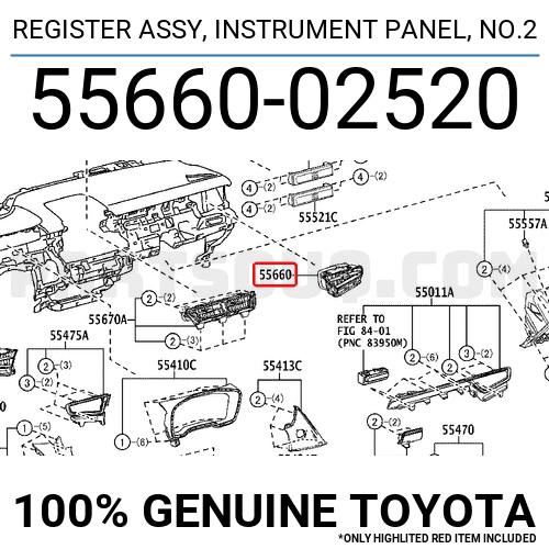 REGISTER ASSY, INSTRUMENT PANEL, NO.2 5566002520 | Toyota Parts | PartSouq