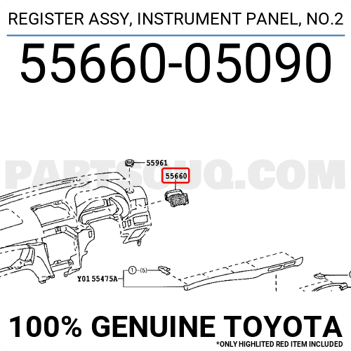 REGISTER ASSY, INSTRUMENT PANEL, NO.2 5566005090 | Toyota Parts | PartSouq