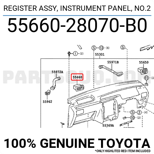 REGISTER ASSY, INSTRUMENT PANEL, NO.2 5566028070B0 | Toyota Parts ...