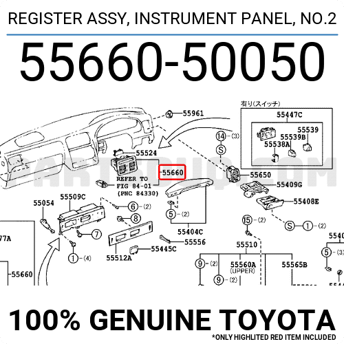 REGISTER ASSY, INSTRUMENT PANEL, NO.2 5566050050 | Toyota Parts | PartSouq