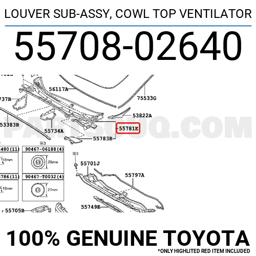 LOUVER SUB-ASSY, COWL TOP VENTILATOR 5570802640 | Toyota Parts | PartSouq