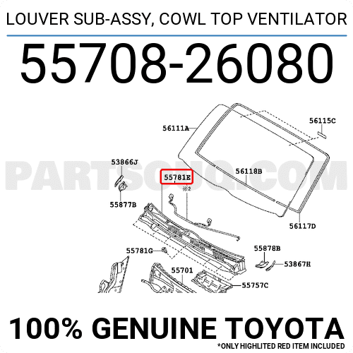 LOUVER SUB-ASSY, COWL TOP VENTILATOR 5570826080 | Toyota Parts | PartSouq