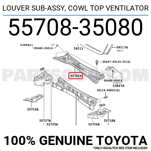 LOUVER SUB-ASSY, COWL TOP VENTILATOR 5570835080 | Toyota Parts | PartSouq