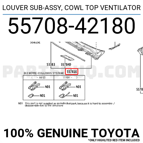 LOUVER SUB-ASSY, COWL TOP VENTILATOR 5570842180 | Toyota Parts | PartSouq