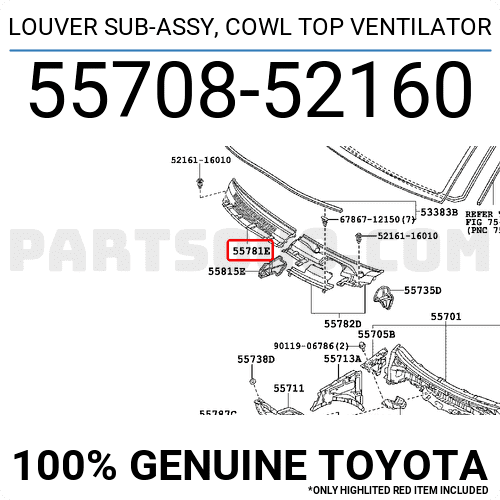 LOUVER SUB-ASSY, COWL TOP VENTILATOR 5570852160 | Toyota Parts | PartSouq