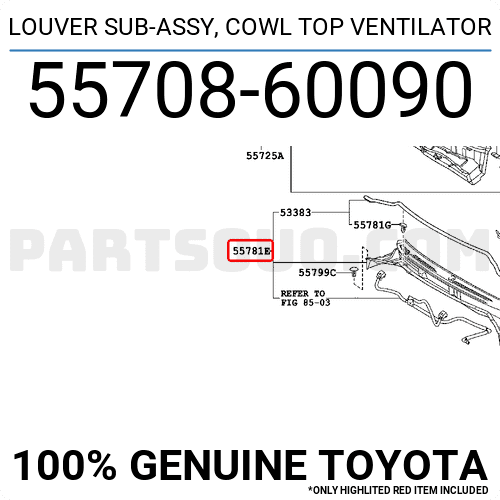 LOUVER SUB-ASSY, COWL TOP VENTILATOR 5570860090 | Toyota Parts | PartSouq