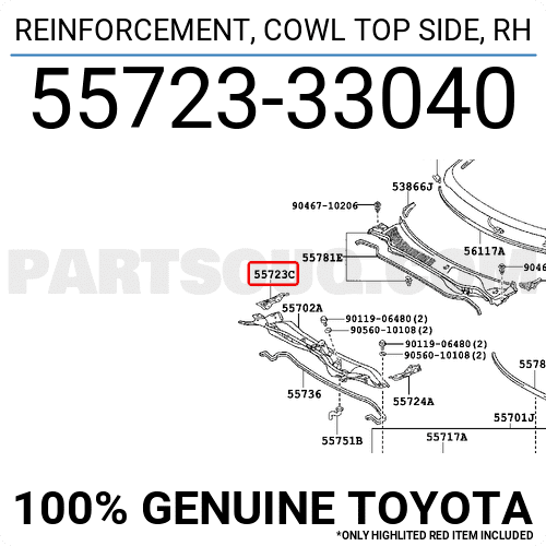REINFORCEMENT, COWL TOP SIDE, RH 5572333040 | Toyota Parts | PartSouq