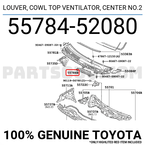 LOUVER, COWL TOP VENTILATOR, CENTER NO.2 5578452080 | Toyota Parts ...