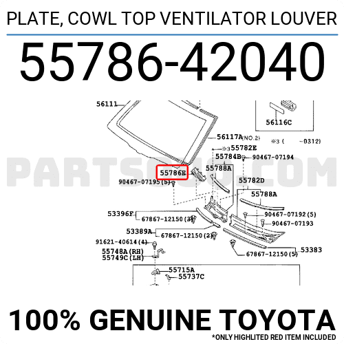 PLATE, COWL TOP VENTILATOR LOUVER 5578642040 | Toyota Parts | PartSouq