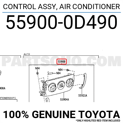 CONTROL ASSY, AIR CONDITIONER 559000D490 | Toyota Parts | PartSouq