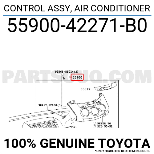CONTROL ASSY, AIR CONDITIONER 5590042271B0 | Toyota Parts | PartSouq