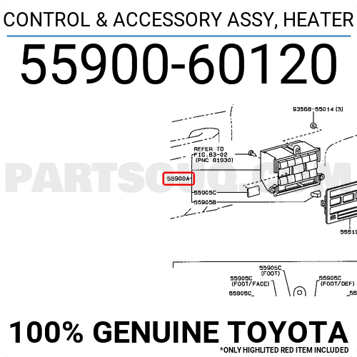 CONTROL & ACCESSORY ASSY, HEATER 5590060120 | Toyota Parts | PartSouq