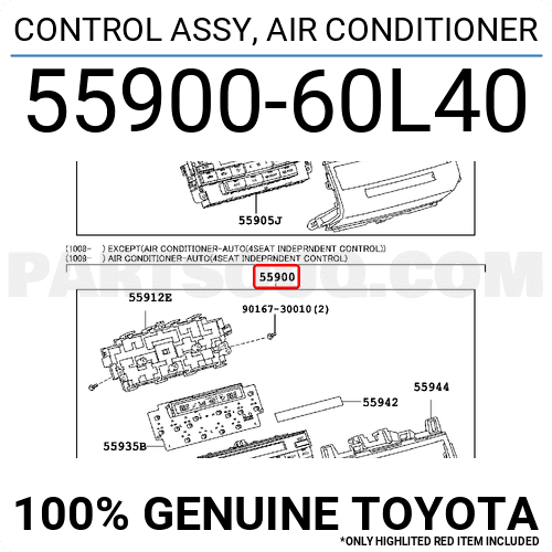 CONTROL ASSY, AIR CONDITIONER 5590060L40 | Toyota Parts | PartSouq