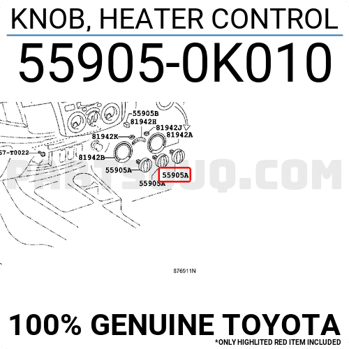 KNOB, HEATER CONTROL 559050K010 | Toyota Parts | PartSouq