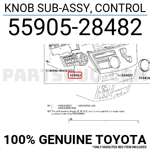 KNOB SUB-ASSY, CONTROL 5590528482 | Toyota Parts | PartSouq