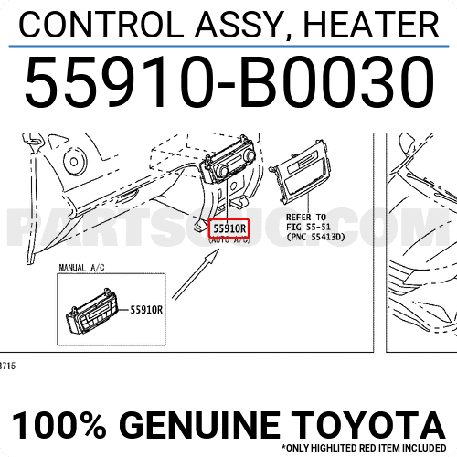 CONTROL ASSY, HEATER 55910B0030 | Toyota Parts | PartSouq