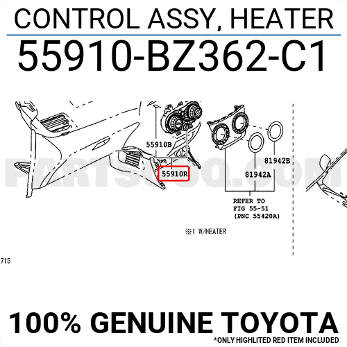 CONTROL ASSY, HEATER 55910BZ362C1 | Toyota Parts | PartSouq