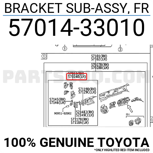 BRACKET SUB-ASSY, FR 5701433010 | Toyota Parts | PartSouq